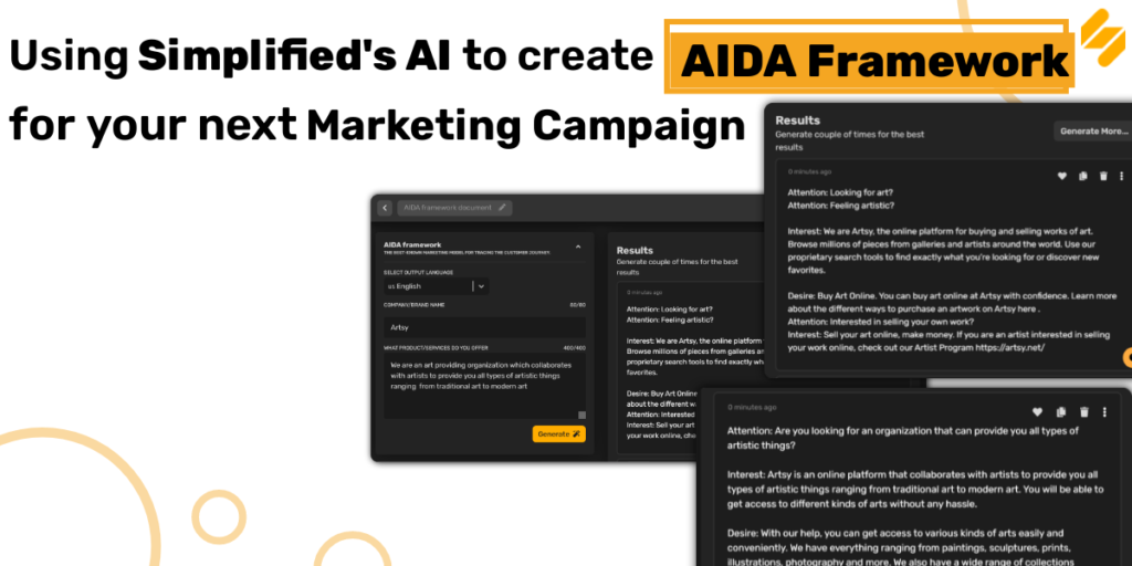 Using Simplified's artificial intelligence to create an AIDA structure for the next marketing ...